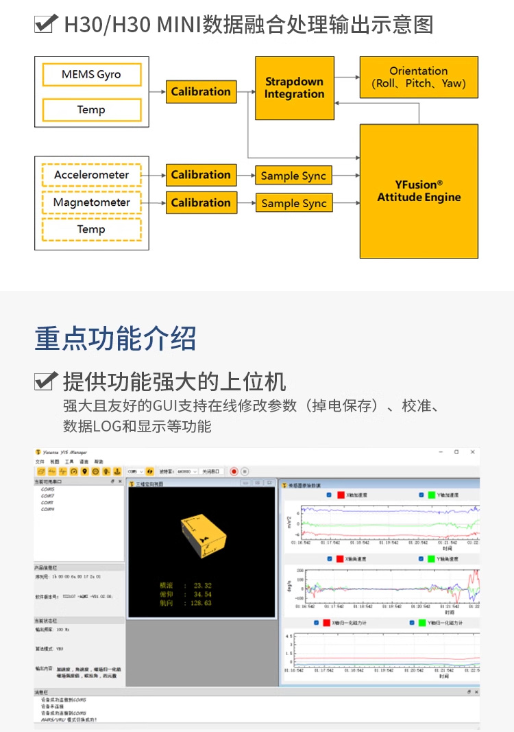 IMU惯导模块H30陀螺仪ROS2高精度9轴AHRS姿态传感器_轮趣科技(WHEELTEC) 中文资料_价格_PDF手册-iCEasy商城